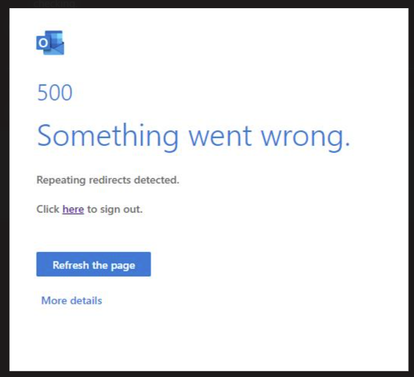 Outlook web error 500 - Microsoft Q&A