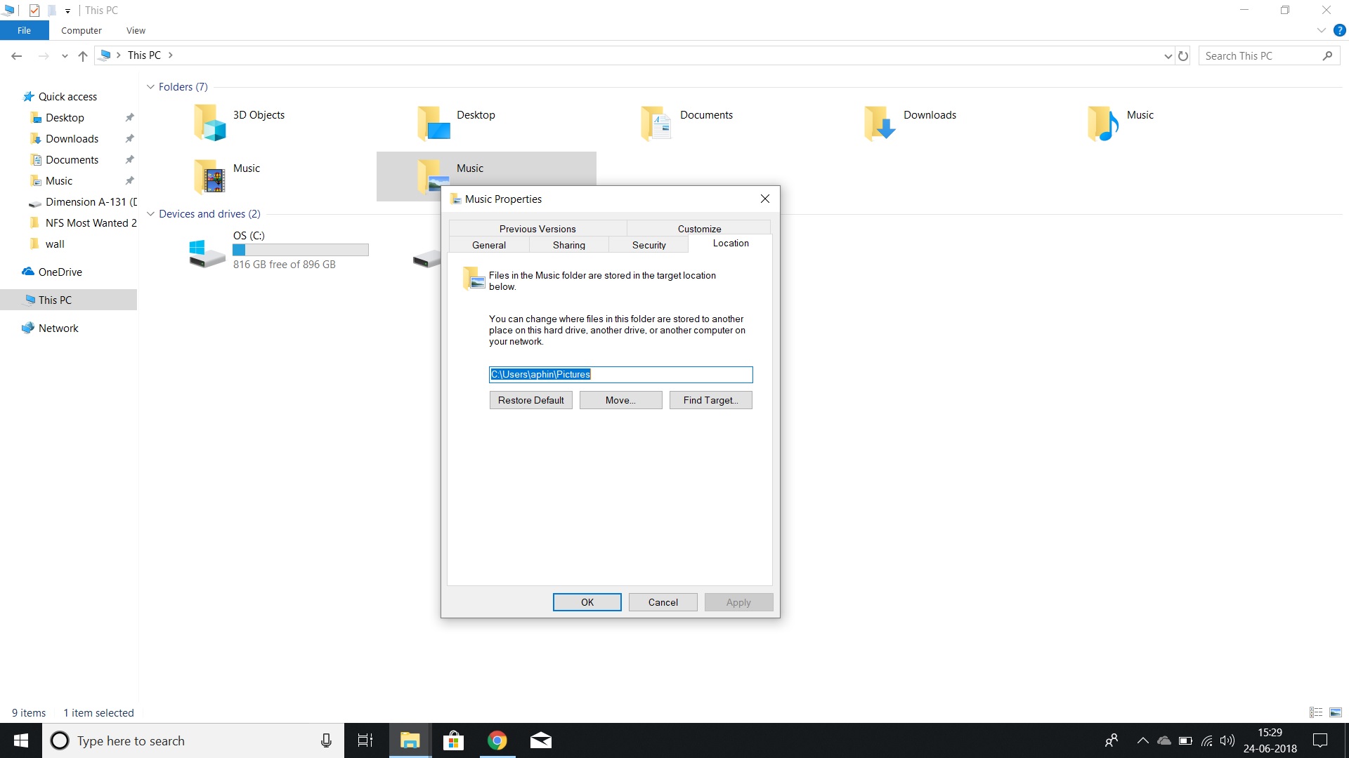 Merged Music, Pictures and Videos Folder. and they have same path ...