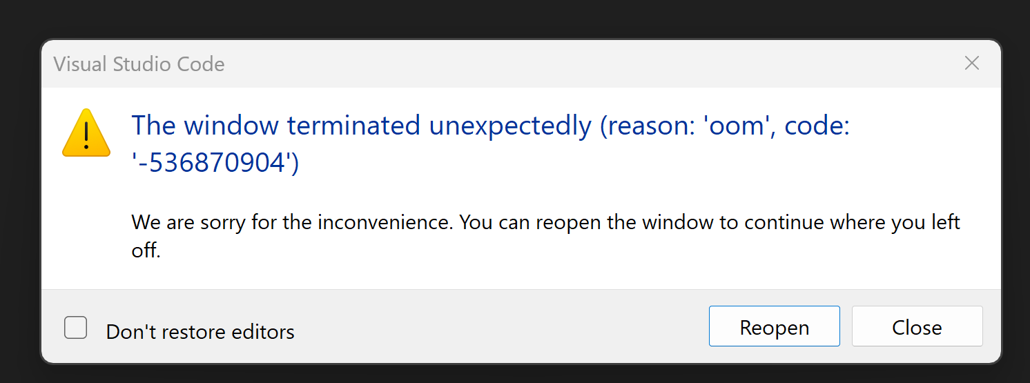 VS Code Crash How to fix terminated unexpectedly oom error code ...