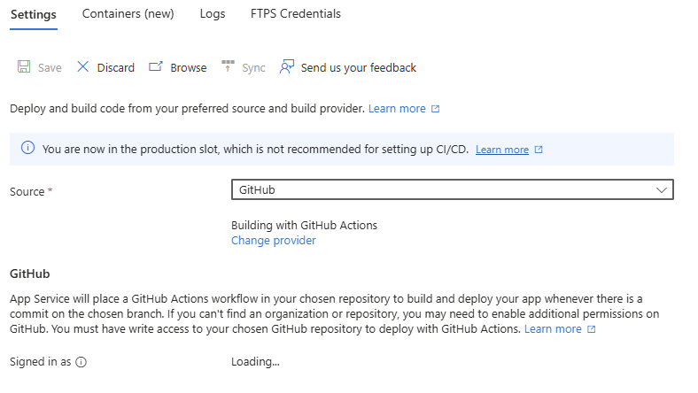 Re-connecting Github authorization for Azure App Service after revoking ...