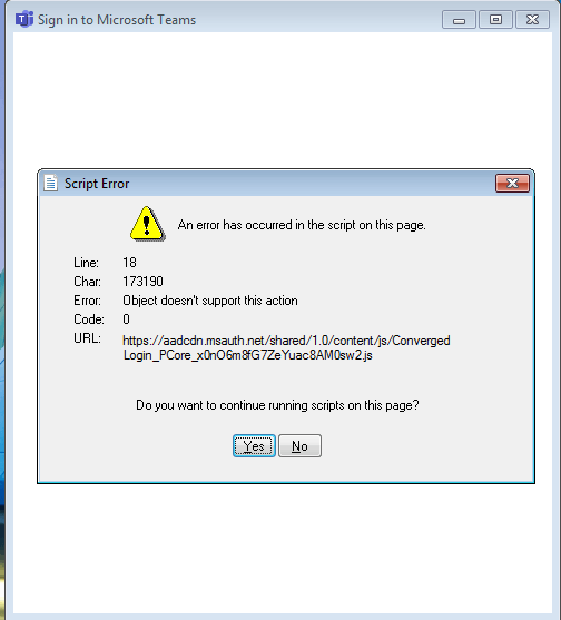 Script Error on Microsoft teams. - Microsoft Q&A