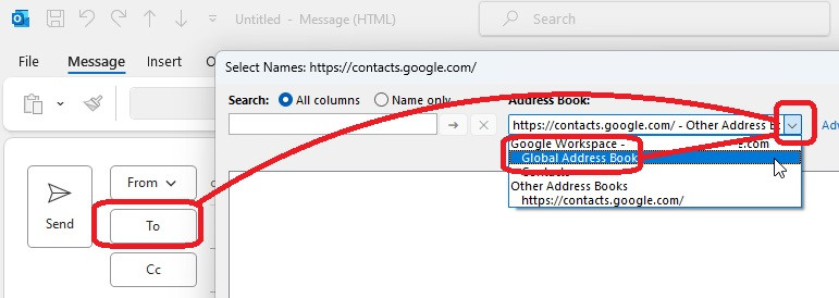 How do I add a Global Address List in New Outlook Version 1.2024.223.300 (Production)? Also, how ...