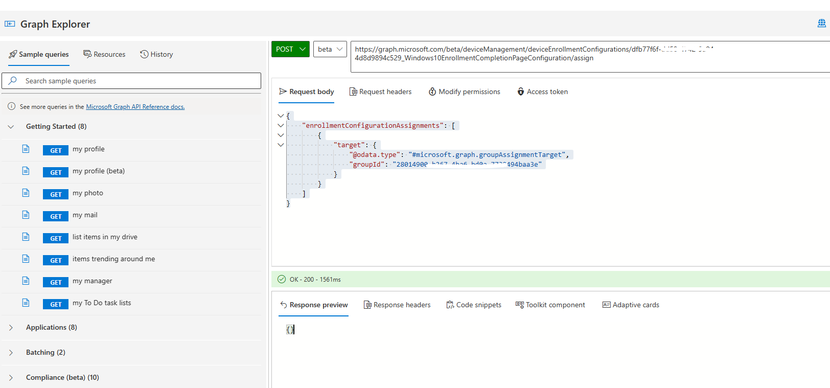 How do I assign an ESP to a group using graph API? - Microsoft Q&A