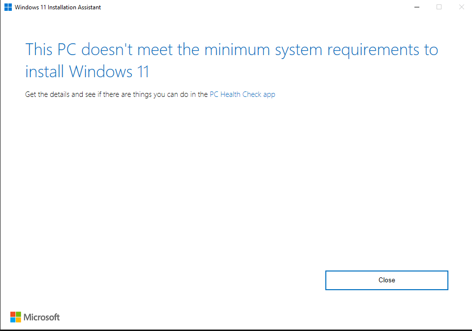 Cannot upgrade to windows 11 with update assistant - Microsoft Q&A