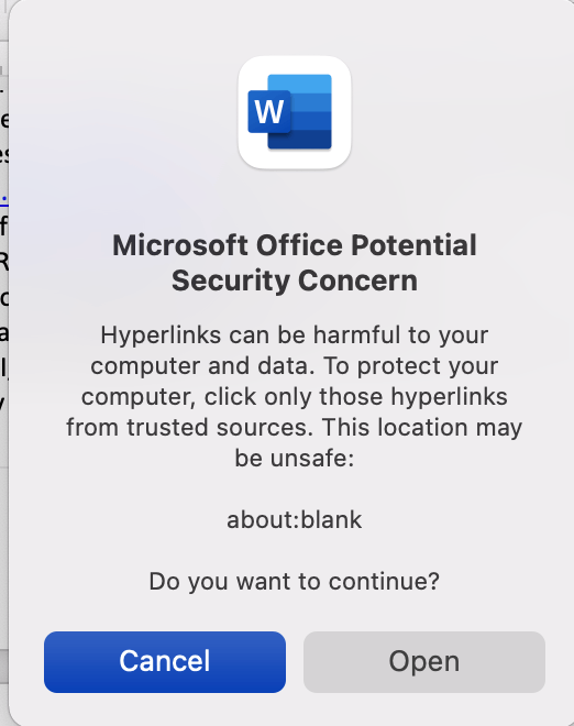 Microsoft Word Hyperlinks Not Working (Word for Mac) - Microsoft Q&A