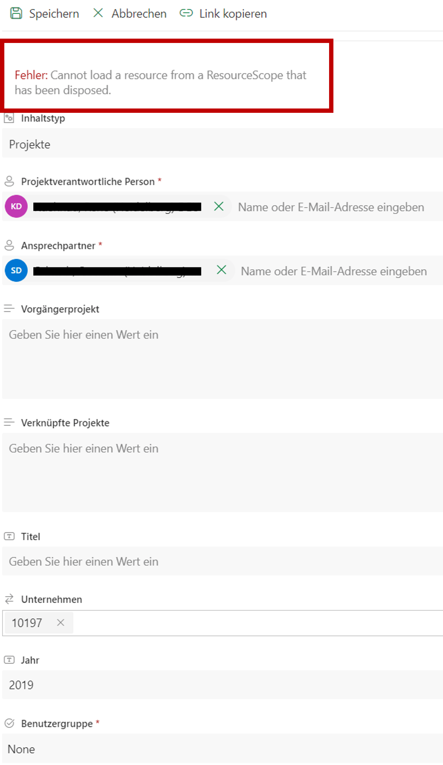 Cannot load a resource from a ResourceScope that has been disposed - Microsoft Q&A