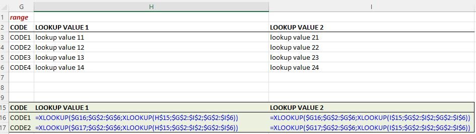 Double XLOOKUP formula used in a dynamic vertical and horizontal lookup ...