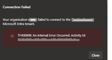 Failed to connect organization to Microsoft Entra ID - Microsoft Q&A
