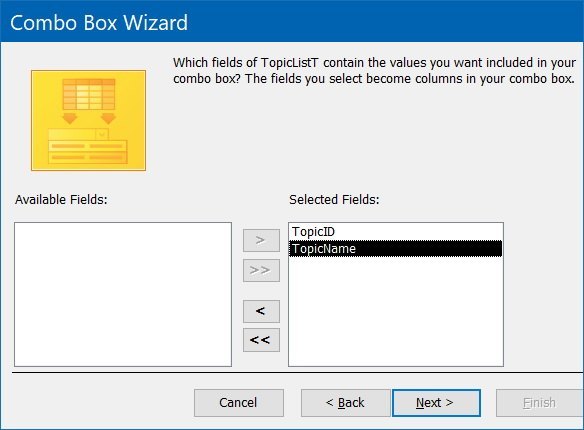 Combo Box Wizard doesn't show all fields in "store that value in this ...