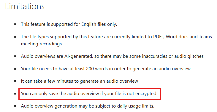 Copilot Audio Summary & Podcast - Microsoft Q&A