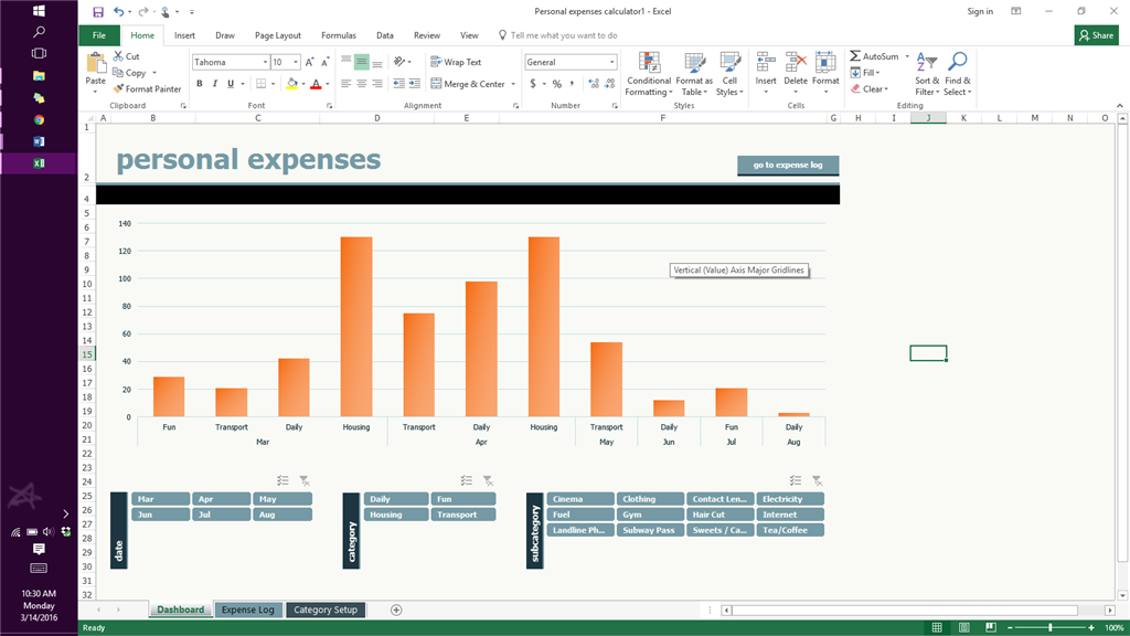 Excel 2016 Personal Expenses Calculator Template - Microsoft Q&A