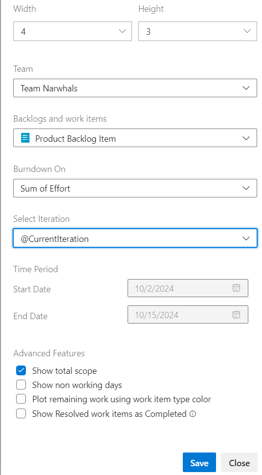 Azure devOps Widget - sprint burndown - total scope value doesn't match the planned effort in ...