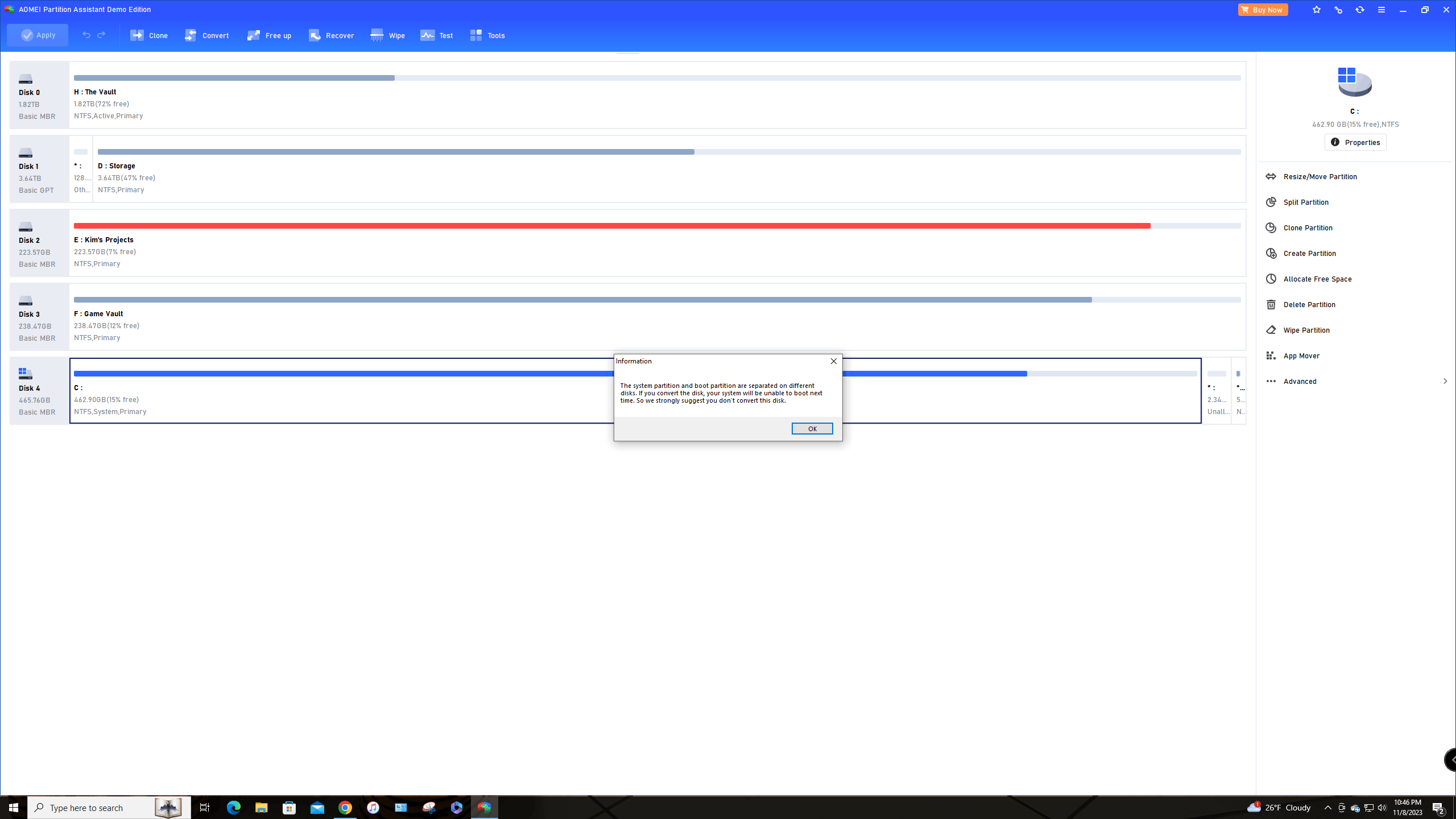 Fix for boot partition and system partition on separate drives - Microsoft Q&A