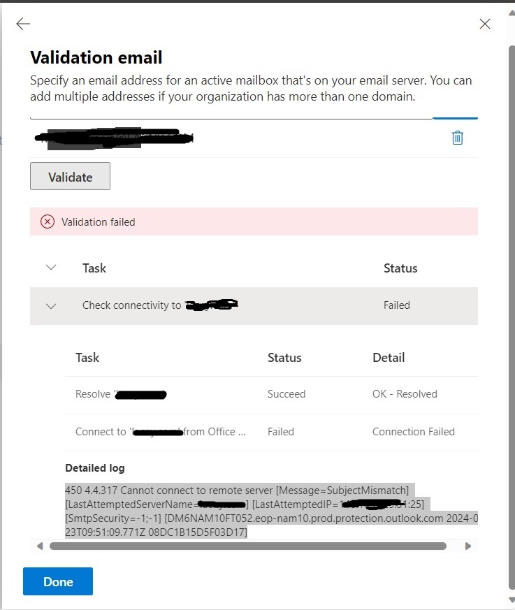 Outbound Connector in Exchange Online Fails. Cannot connect to remote server [Message ...
