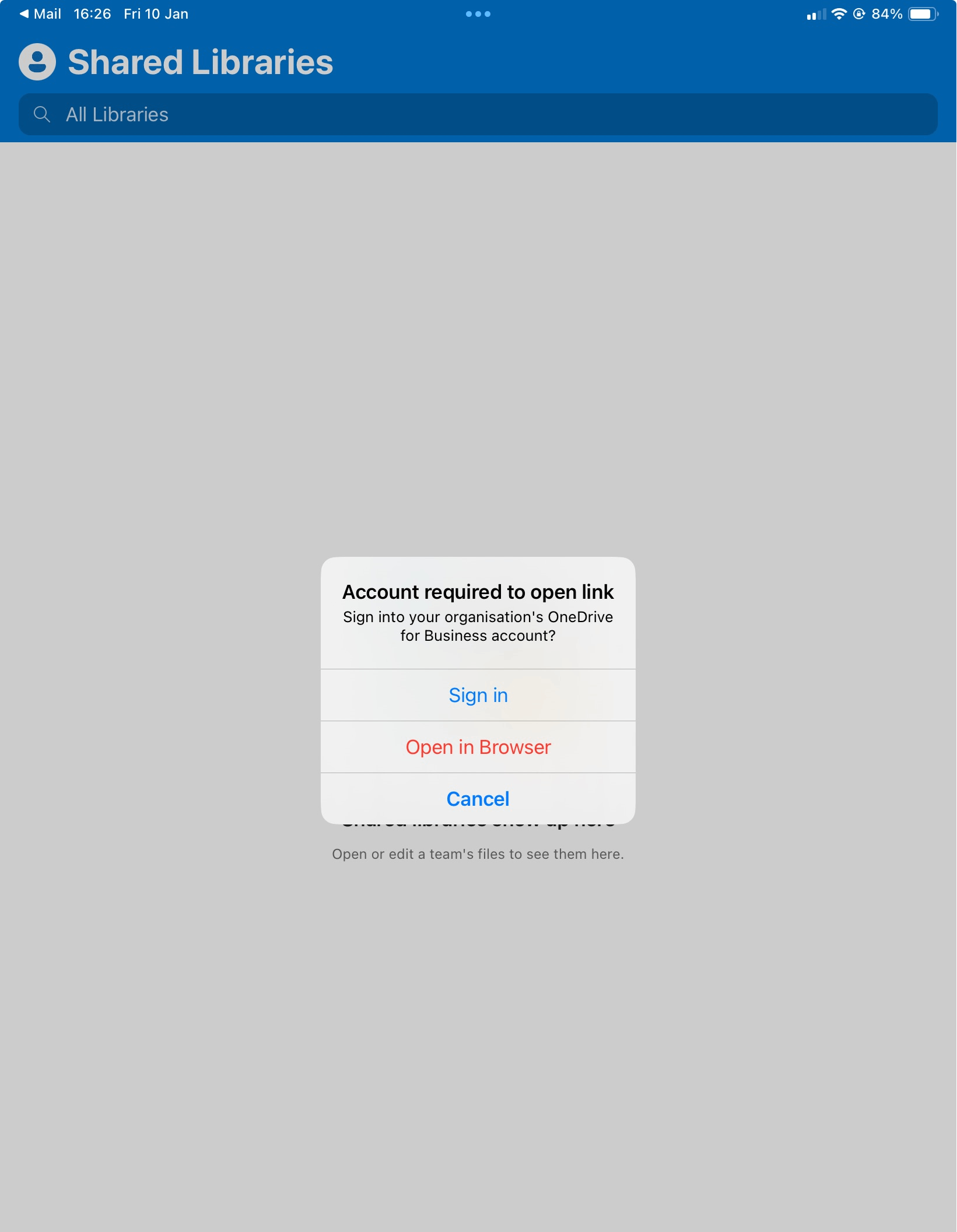 OneDrive app on iPad not showing files or folders or even tabs ...