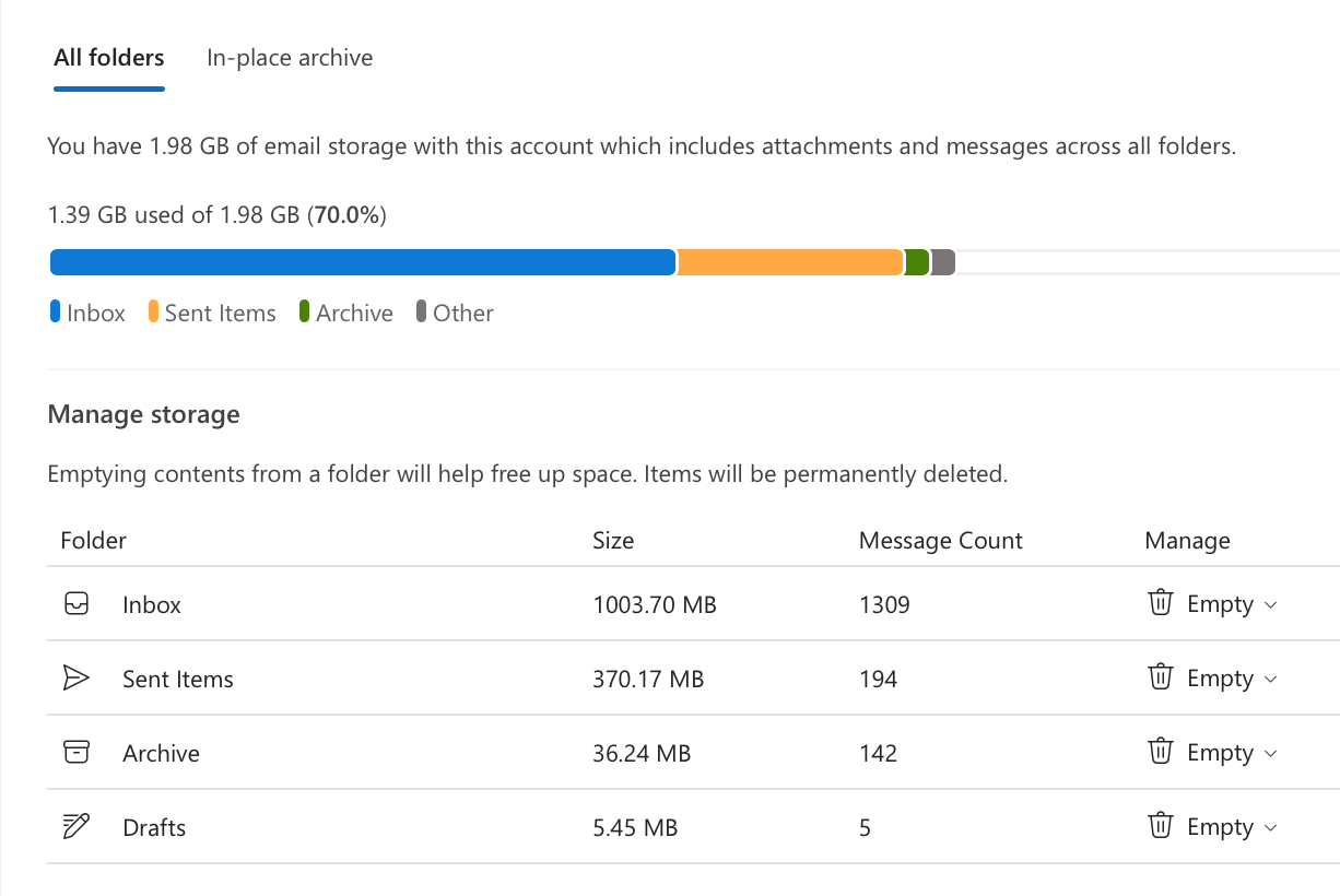 How do I expand my overall outlook storage? - Microsoft Q&A