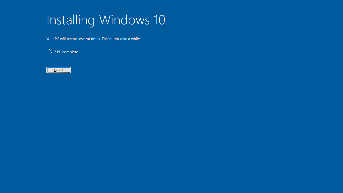 Installing Windows 10 stuck at 31% - Microsoft Q&A