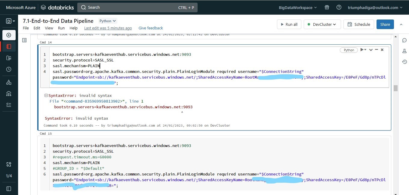 Cant Integrate Event Hubs For Kafka Using Azure Databricks Microsoft Qanda 