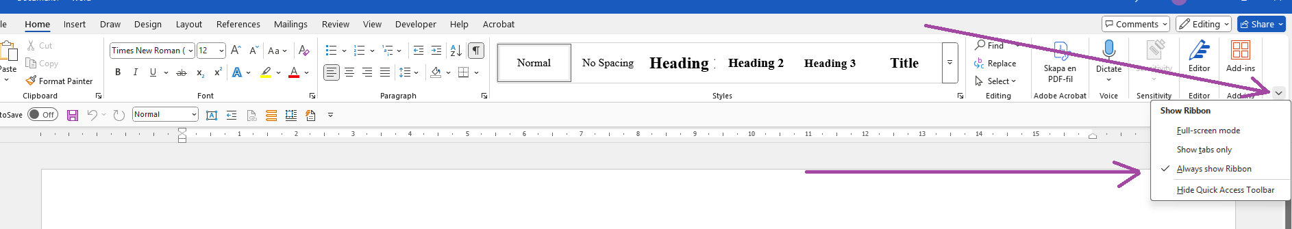 In Word, how do I get the Paragraph Group options on the Home tab of ...