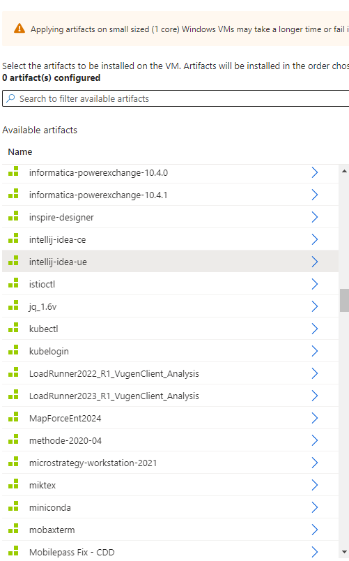 No artifacts appear under "Apply Artifacts" - Microsoft Q&A