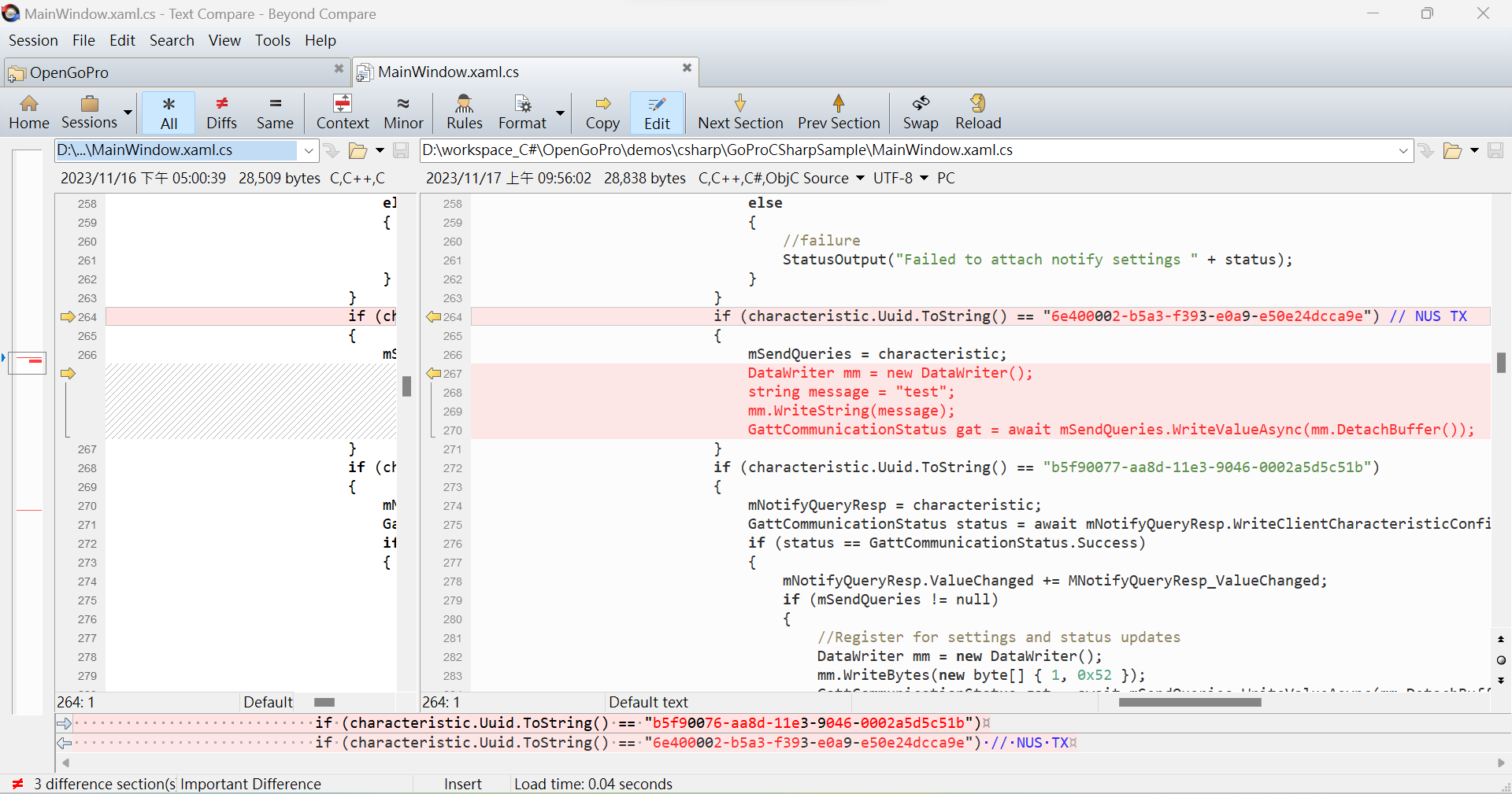 Does Microsoft provide comple prject sample code for GattCharacteristic.WriteValueAsync ...
