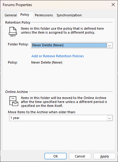 How To Set a Retention Policy to an Online Archive Mailbox - Microsoft Q&A