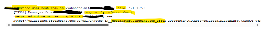 SMTP 421 errors when sending from Outlook to Yahoo email addresses - Microsoft Q&A