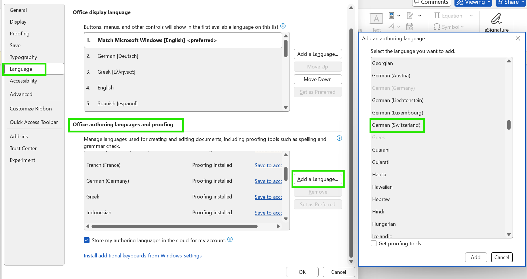 Deutsch (Schweiz) in office deployment - Microsoft Q&A