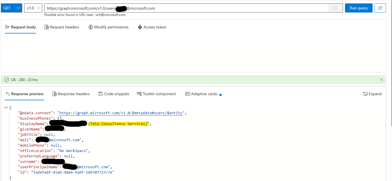 Vender Company Name Displayed On User/displayName - Microsoft Q&A