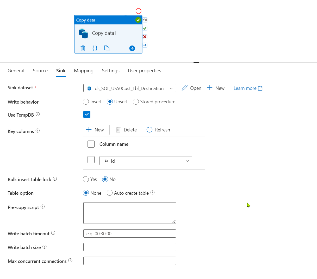 Azure Data Factory: Insert and Update based on source and target ...