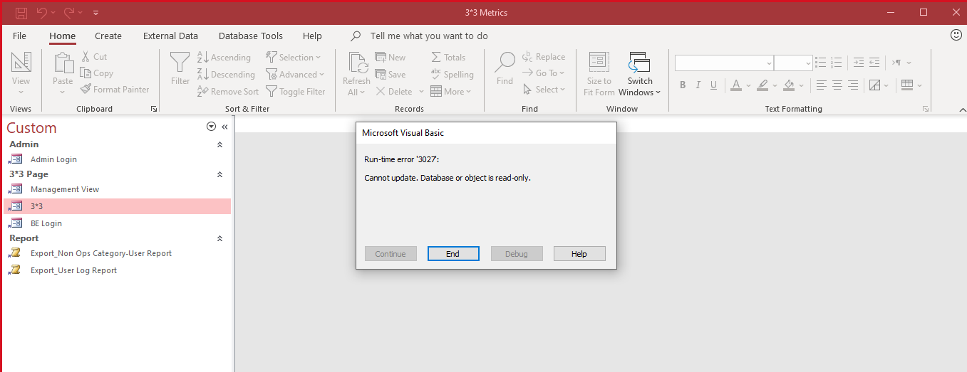 Microsoft Access file is failing to open and getting error 3027 ...