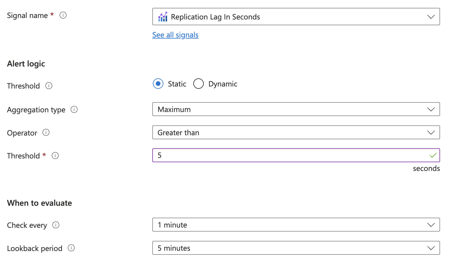 How can i set numberOfEvaluationPeriods and minFailingPeriodsToAlert ...