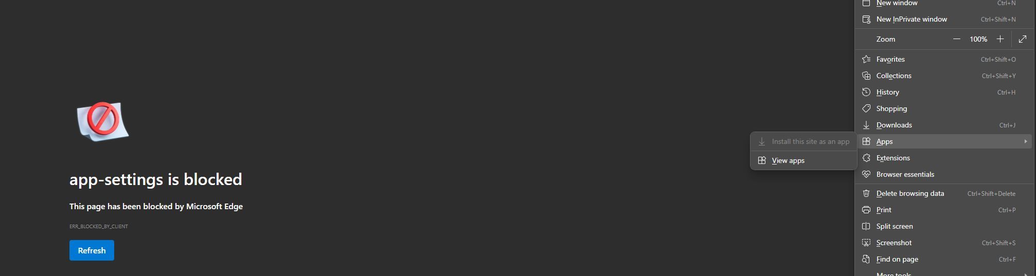 Edge blocks app - Microsoft Q&A