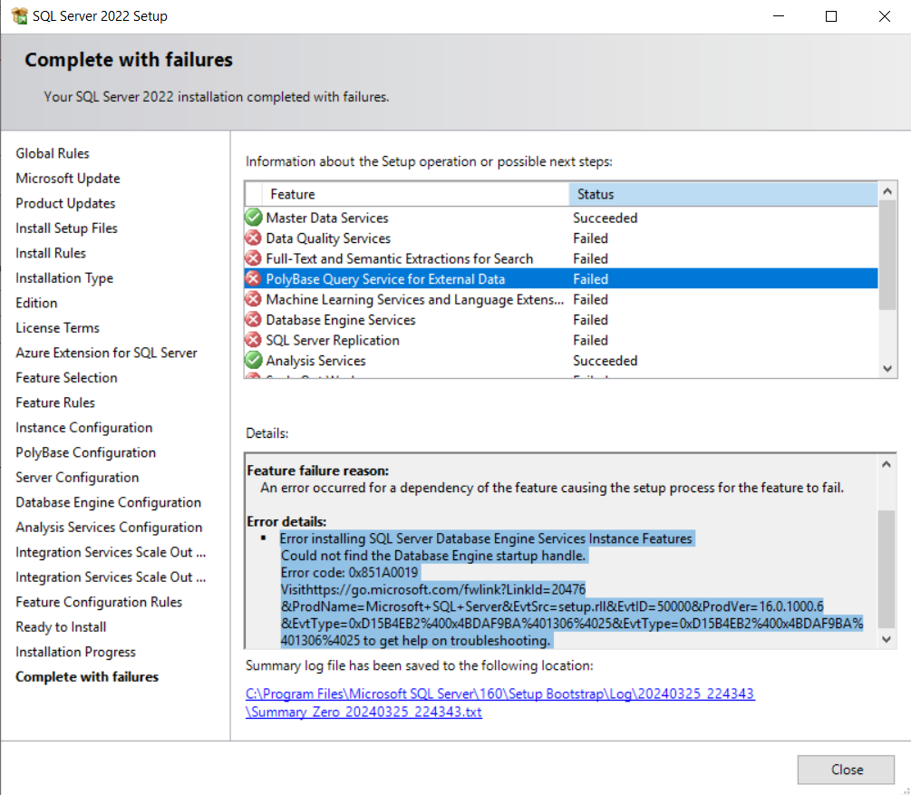 lỗi sql không thể tải - Microsoft Q&A