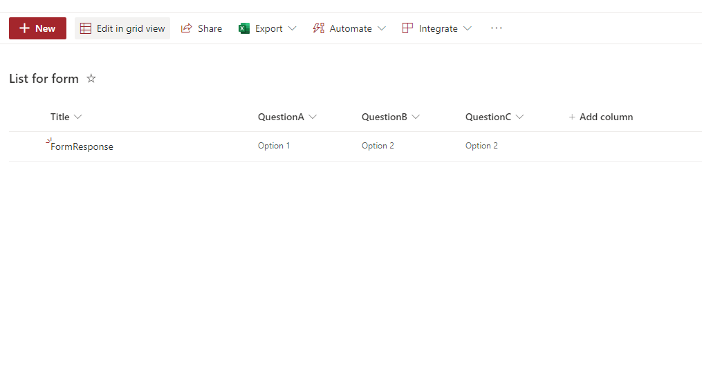 Code to automate MS Form responses to a SharePoint list. - Microsoft Q&A
