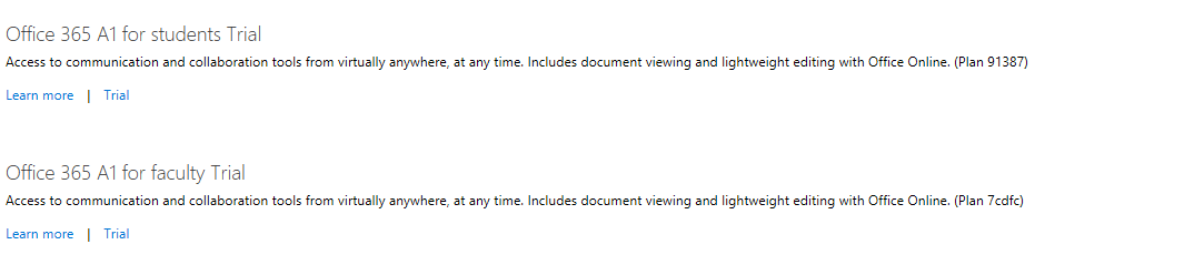 Office 365 A1 services. - Microsoft Q&A