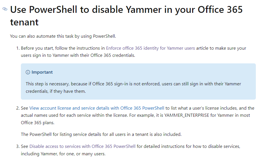Departed Yammer Users Not Deactivated when Converted to Shared Mailbox ...