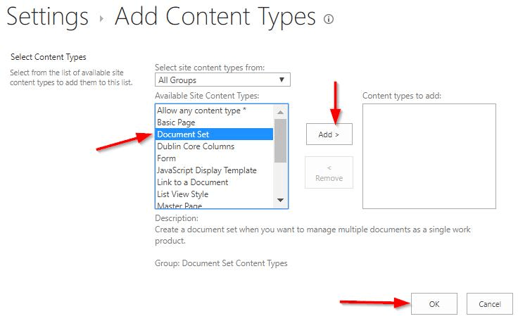 SharePoint Online Document set not available in Content type gallery of the Admin Center ...