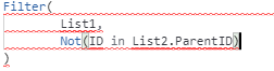 Exclude items from List1, which are there in List2 using Power App ...