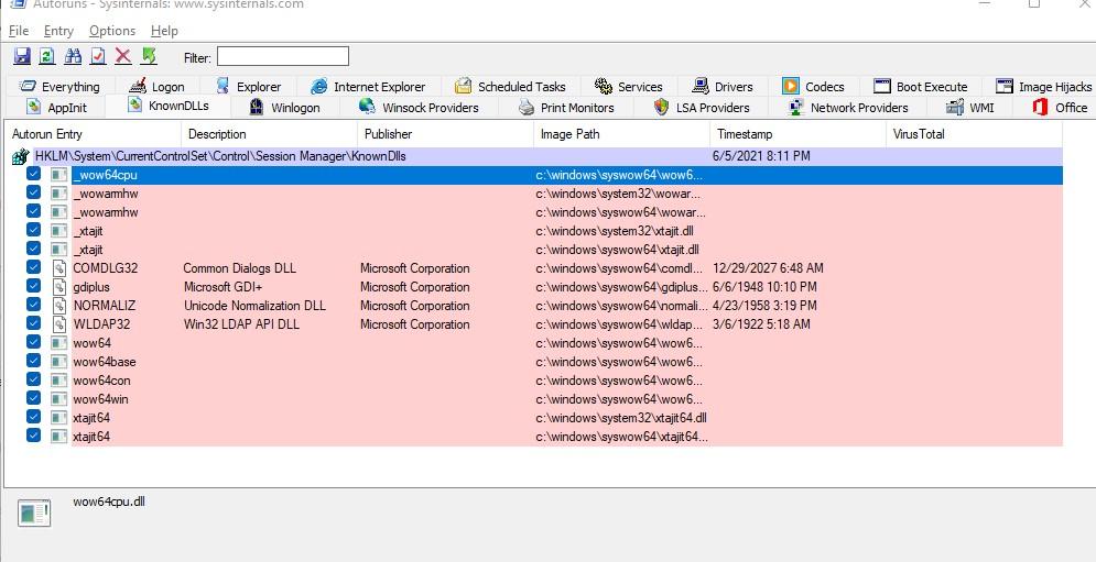 Autoruns missing files: wow64cpu, wowarmhw, wow64, xtajit, and wow64win ...