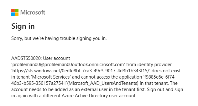 The portal encountered an issue while attempting to retrieve access ...