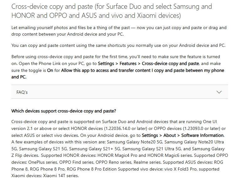 Cross device copy and paste option of Phone Link app is not showing on my laptop - Microsoft Q&A