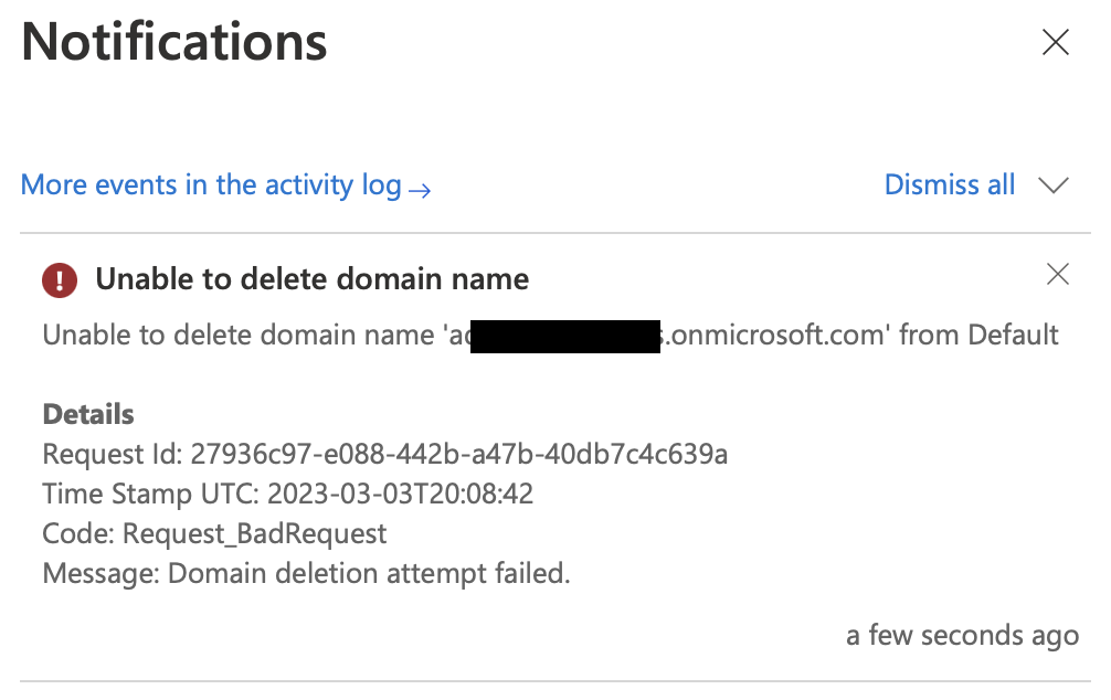 Unable To Delete Custom Domain In Azure Ad Microsoft Qanda
