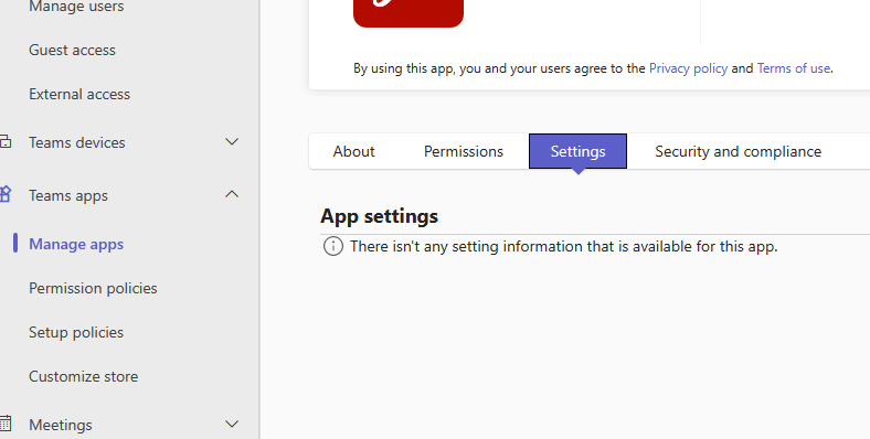 How do I view the settings for apps in o365 Teams Admin? - Microsoft Q&A