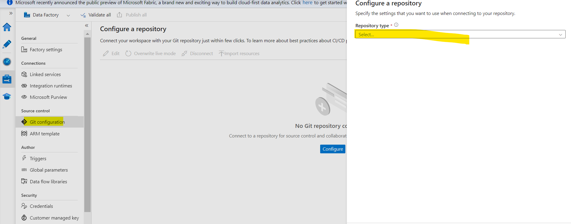 Configure ADF with Dev Github - Microsoft Q&A