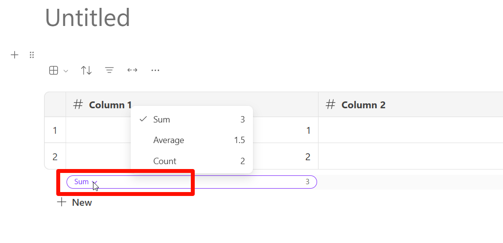 Is there a way in Microsoft Loop to sum the numbers in columns ...