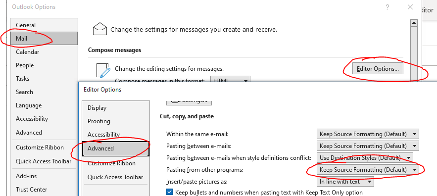 Paste to Outlook from Excel, losing background color - Microsoft Q&A