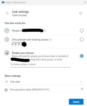 Unable to set expiration date in OneDrive Copy Link settings ...