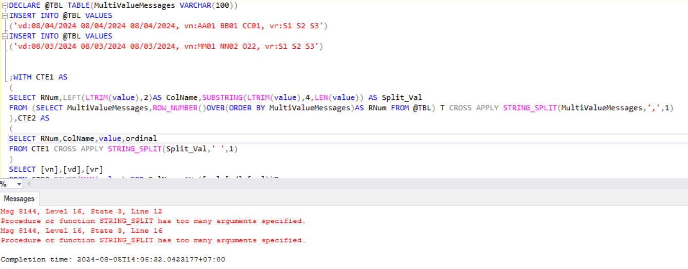 SQL Query split issue. - Microsoft Q&A