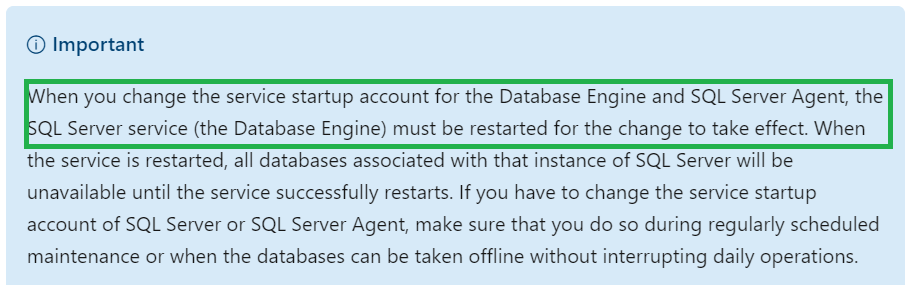sql server service account password changed in active directory, but ...